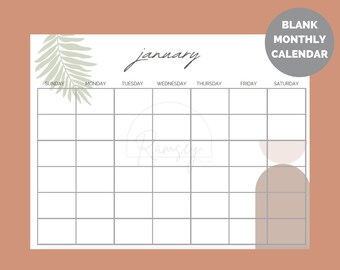 Blank Monthly Calendar Boho - Etsy