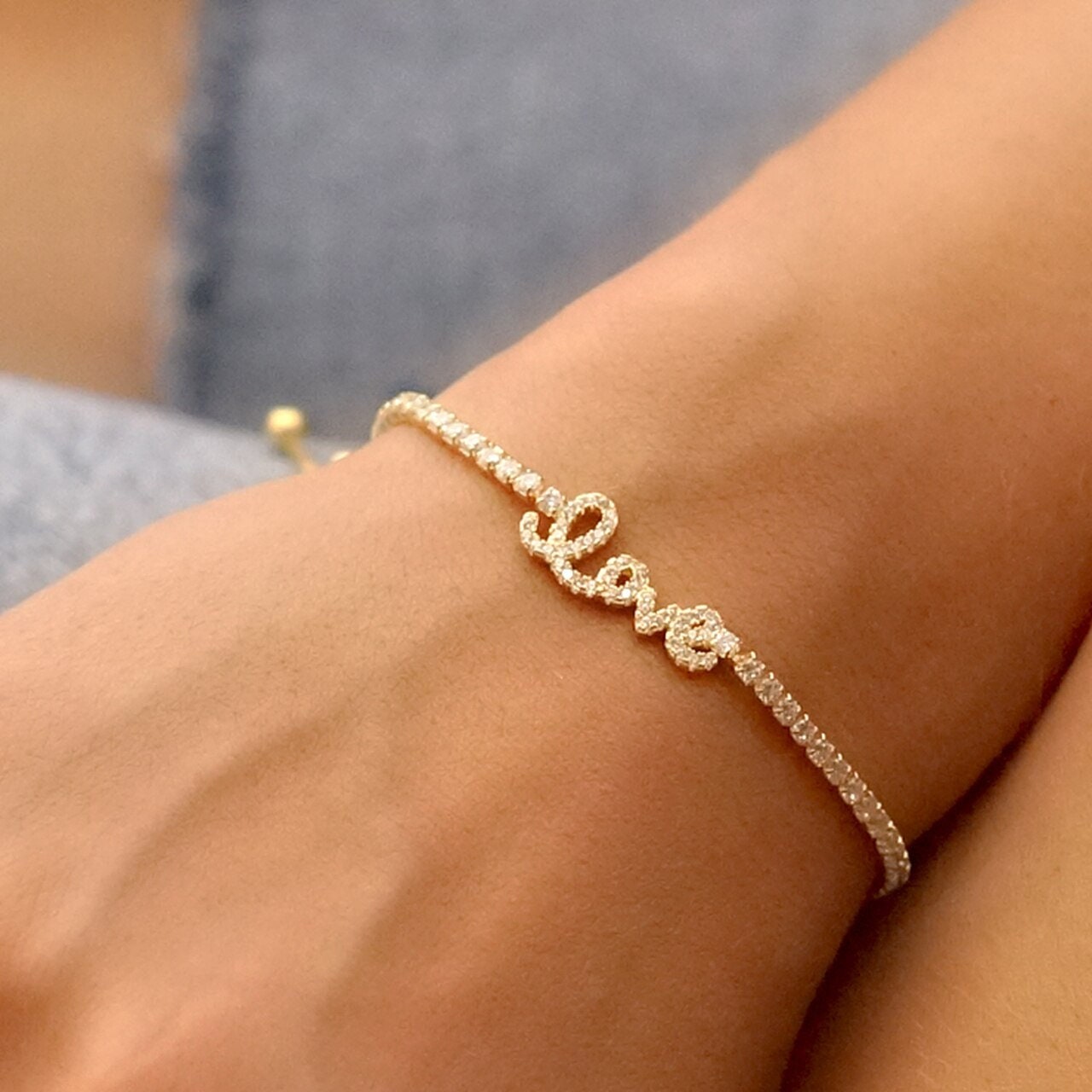 Bracelet Love Script Adjustable - Etsy