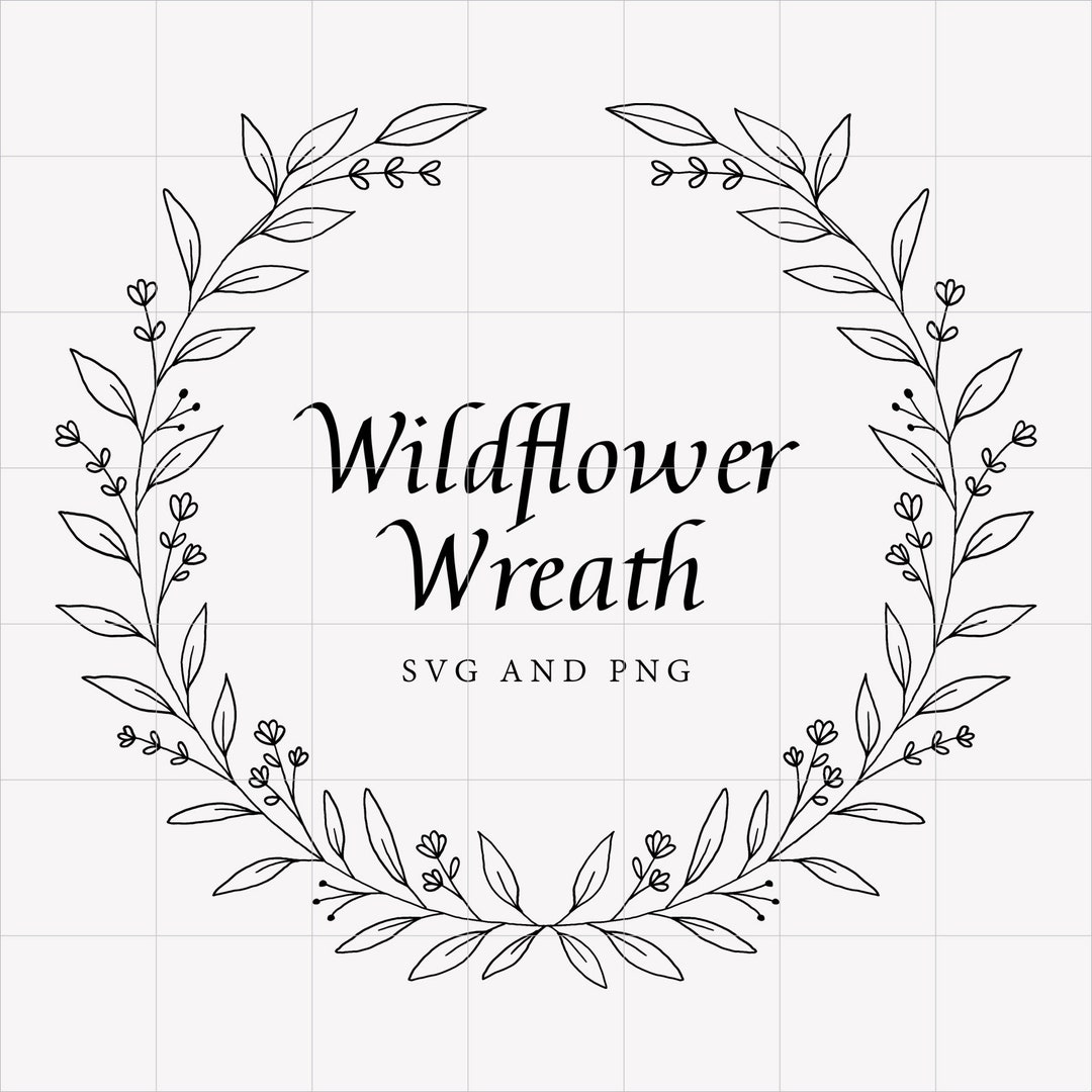 Wildflower Wreath Svg and Png, Wildflower Clipart, Floral Wreath ...