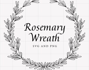 Rosemary Wreath SVG Digi Stamp, Farmhouse, Christmas Wreath, Wedding ...