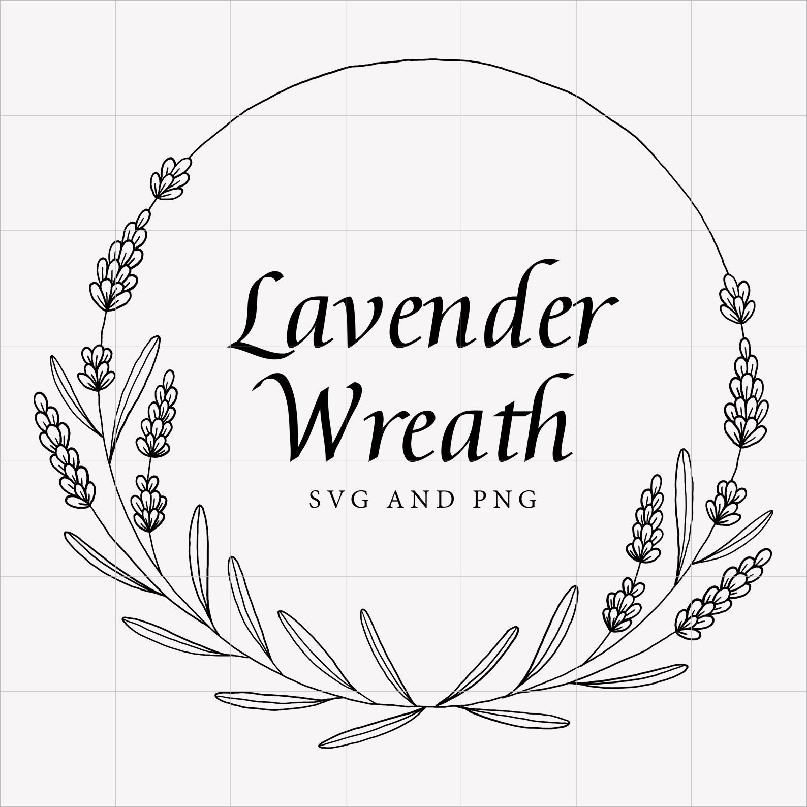 Lavender Wreath Svg and Png, Botanical Hand Drawn Illustrations, Floral ...