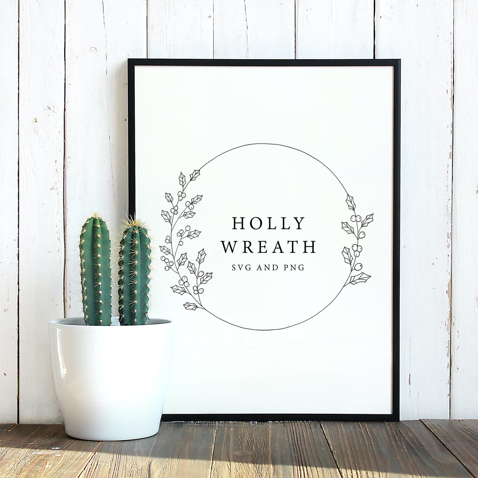 Basic Holly Wreath SVG, Holly Border PNG, Holiday Wreath, Christmas ...