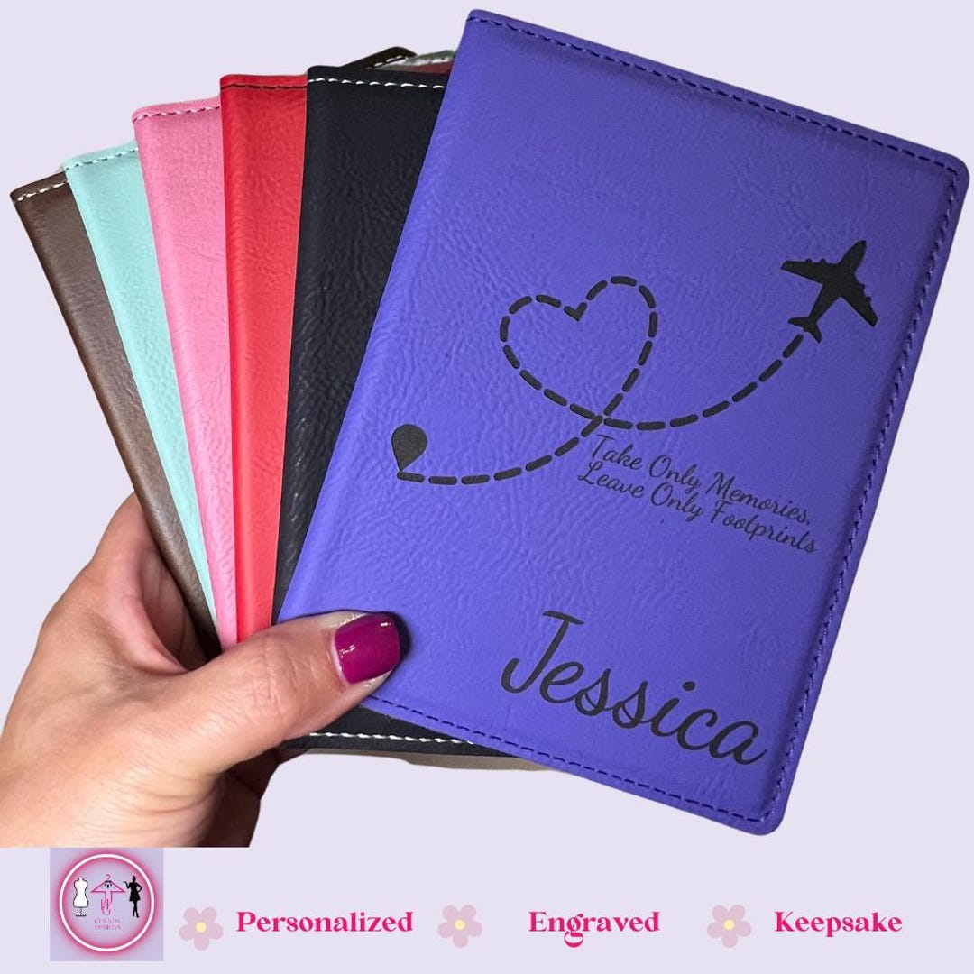 Personalized Engraved Passport Holder in Multiple Colors, Custom Travel ...