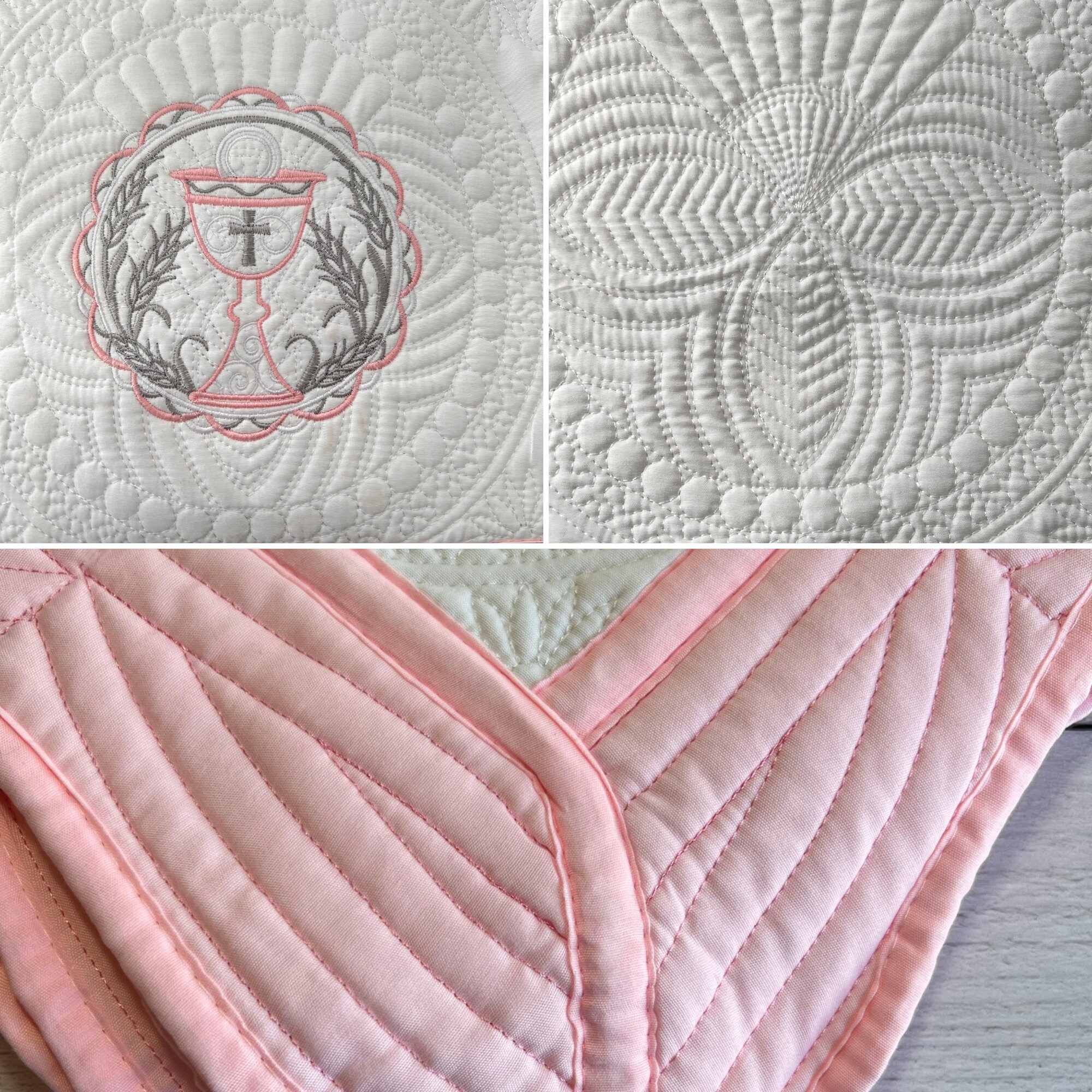 Personalized Heirloom Communion Quilt With Catholic Chalice Design and ...