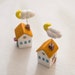 Handcrafted Orange & White Mini Clay Cottage Desk Decor - Moon Clouds ...
