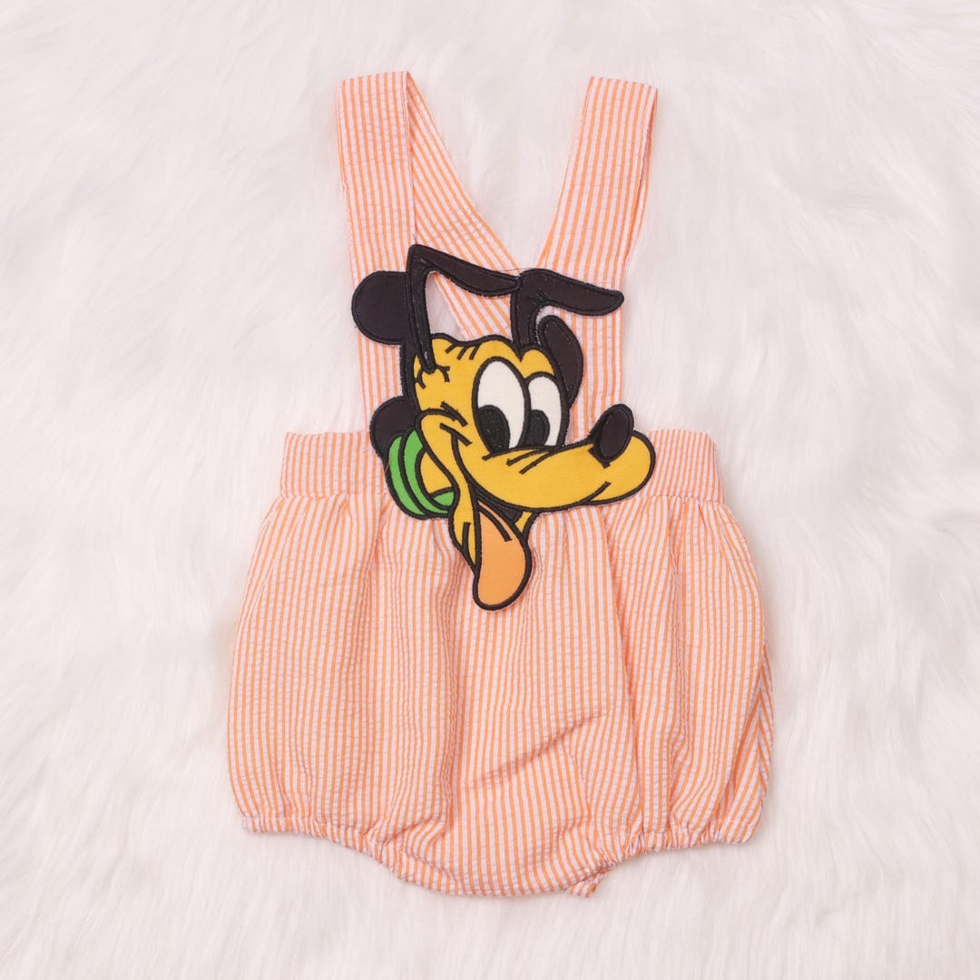 Pluto Seersucker Disney Appliqué Embroidered Bubble Romper - Etsy