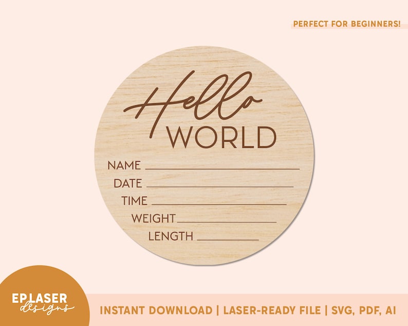 Hello World Birth Stats Signs SVG Birth Announcement Svg - Etsy
