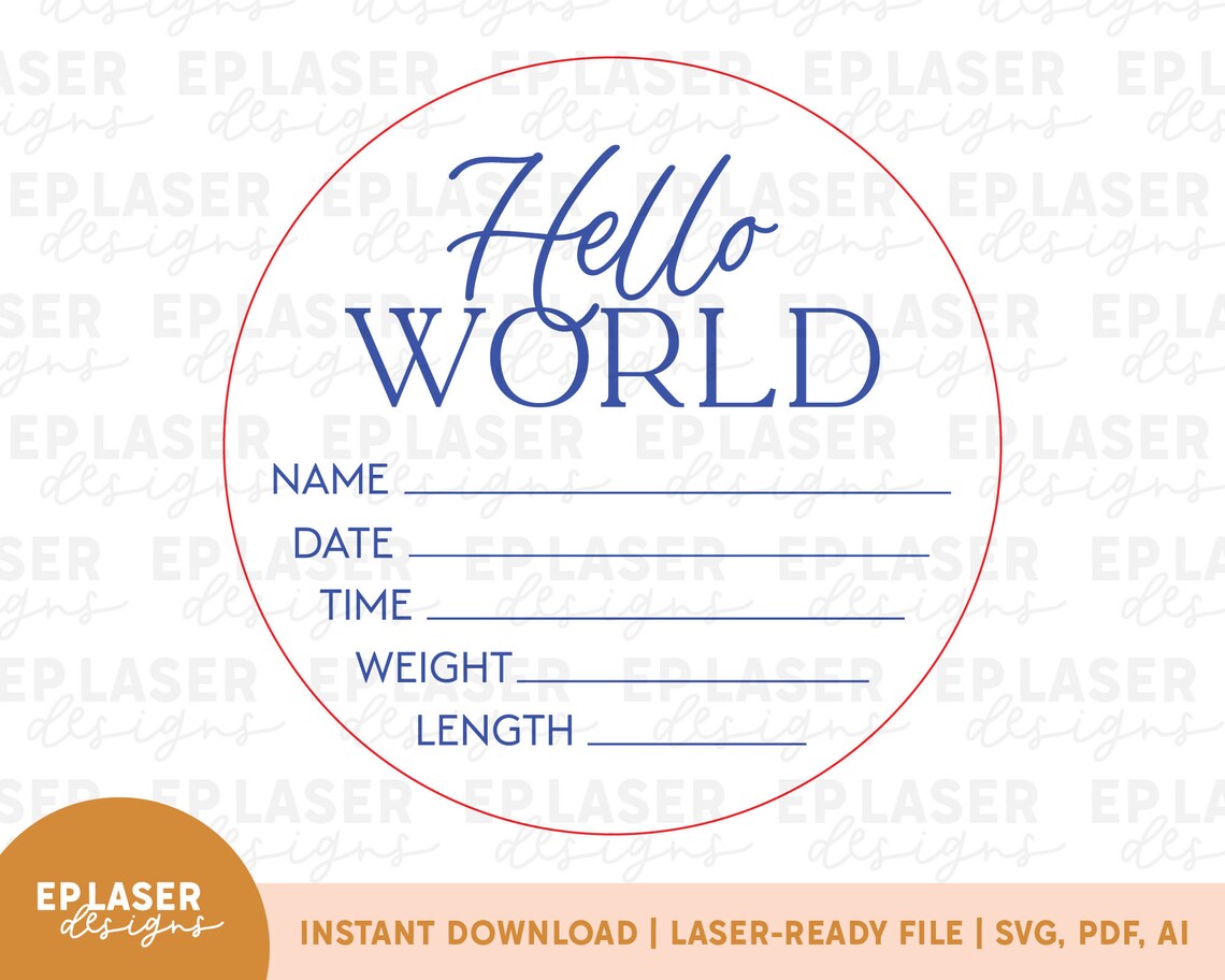 Hello World Birth Stats Signs SVG Birth Announcement Svg - Etsy