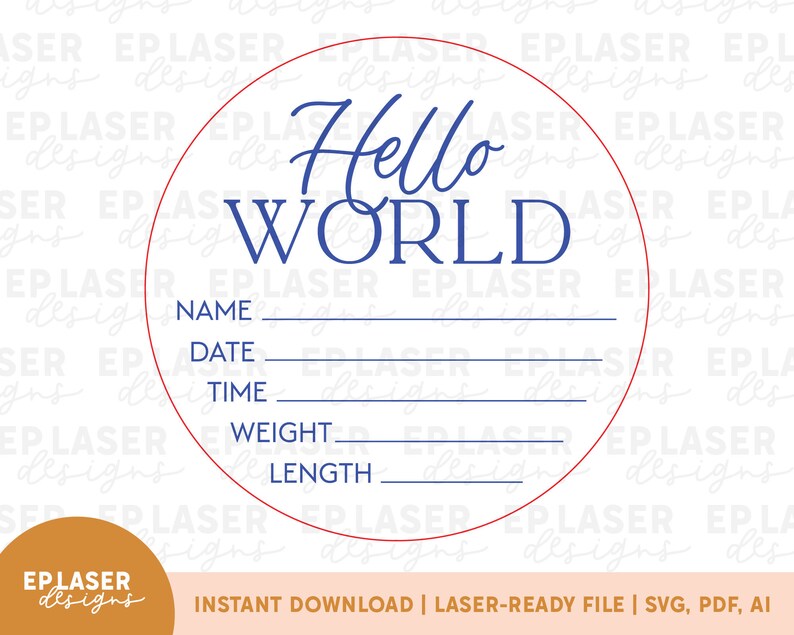Hello World Birth Stats Signs SVG Birth Announcement Svg - Etsy
