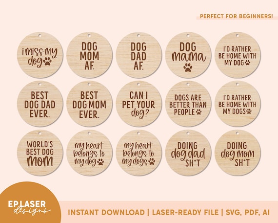 Dog Keychains SVG Glowforge File Glowforge Cut File Laser - Etsy