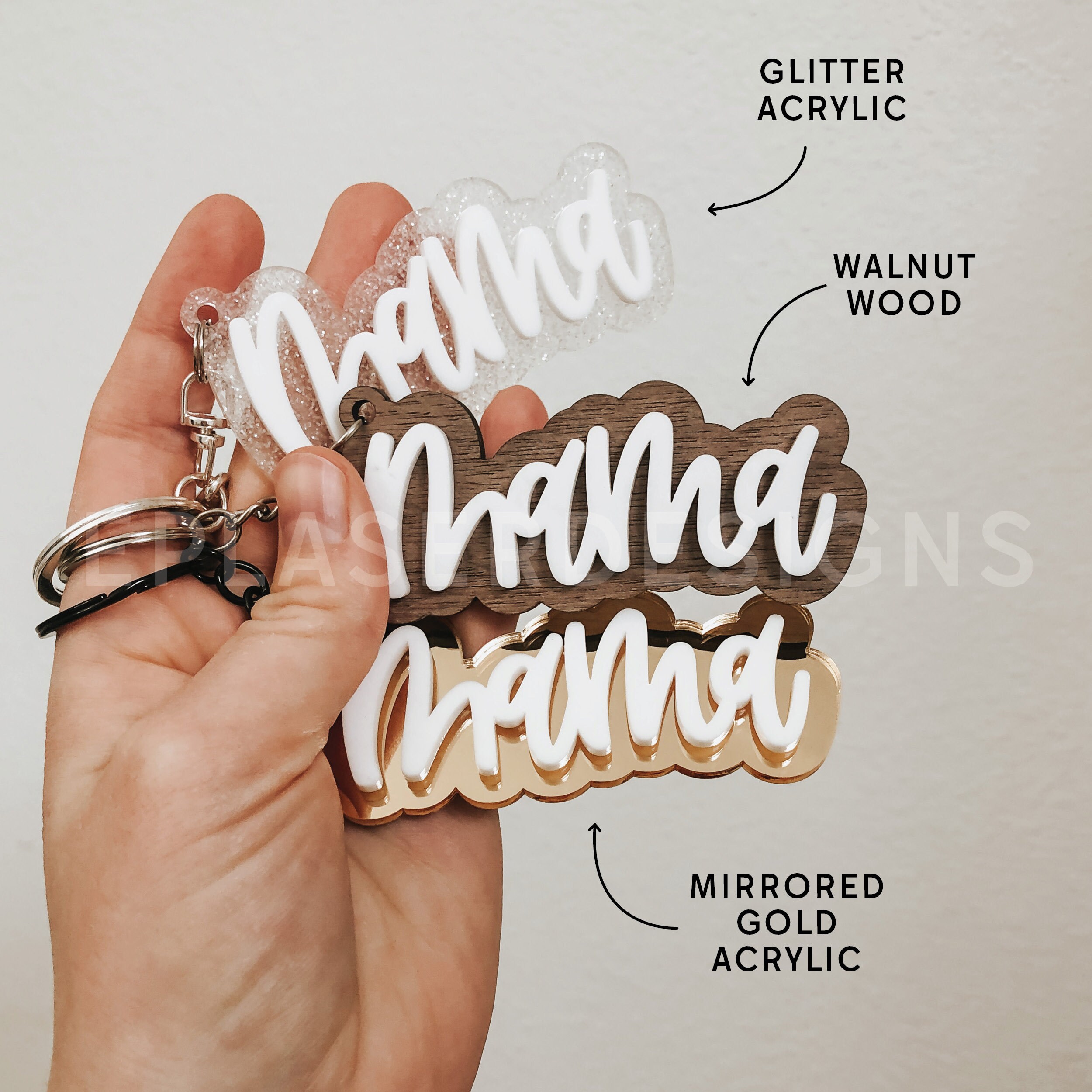 3D Mama Keychain SVG | Glowforge File, Laser File for Keychain, Laser ...