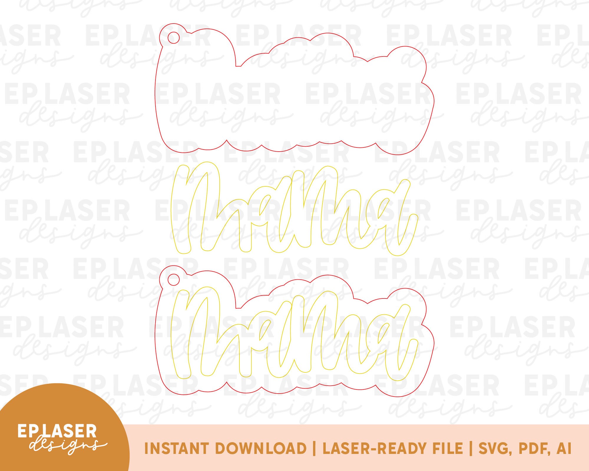 3D Mama Keychain SVG | Glowforge File, Laser File for Keychain, Laser ...
