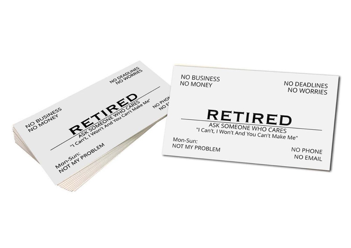 Funny Retirement Business Cards 25 Humorous Novelty Gift for - Etsy