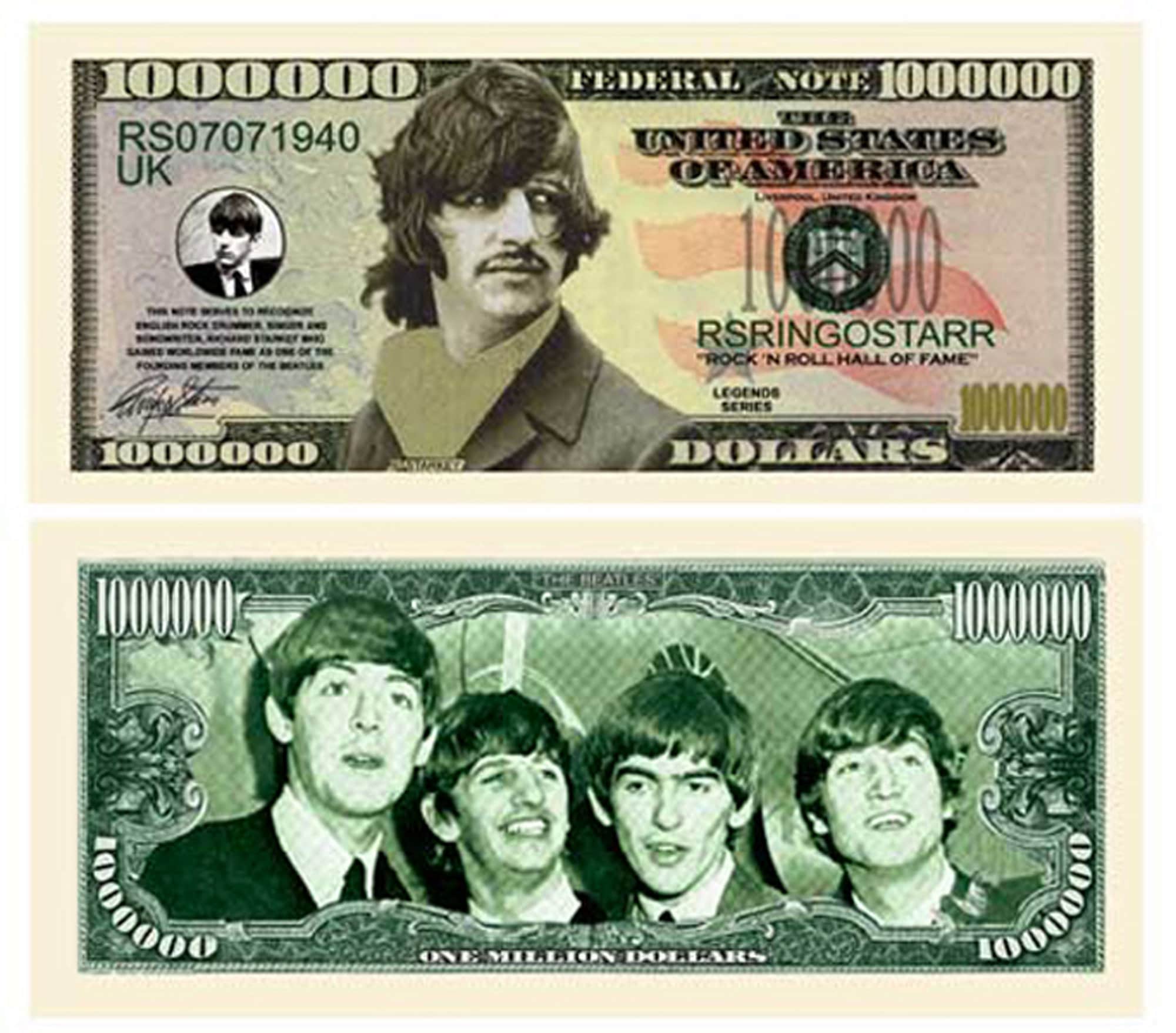 The Beatles Million Dollar Novelty Bills Complete Set of 4 - Etsy