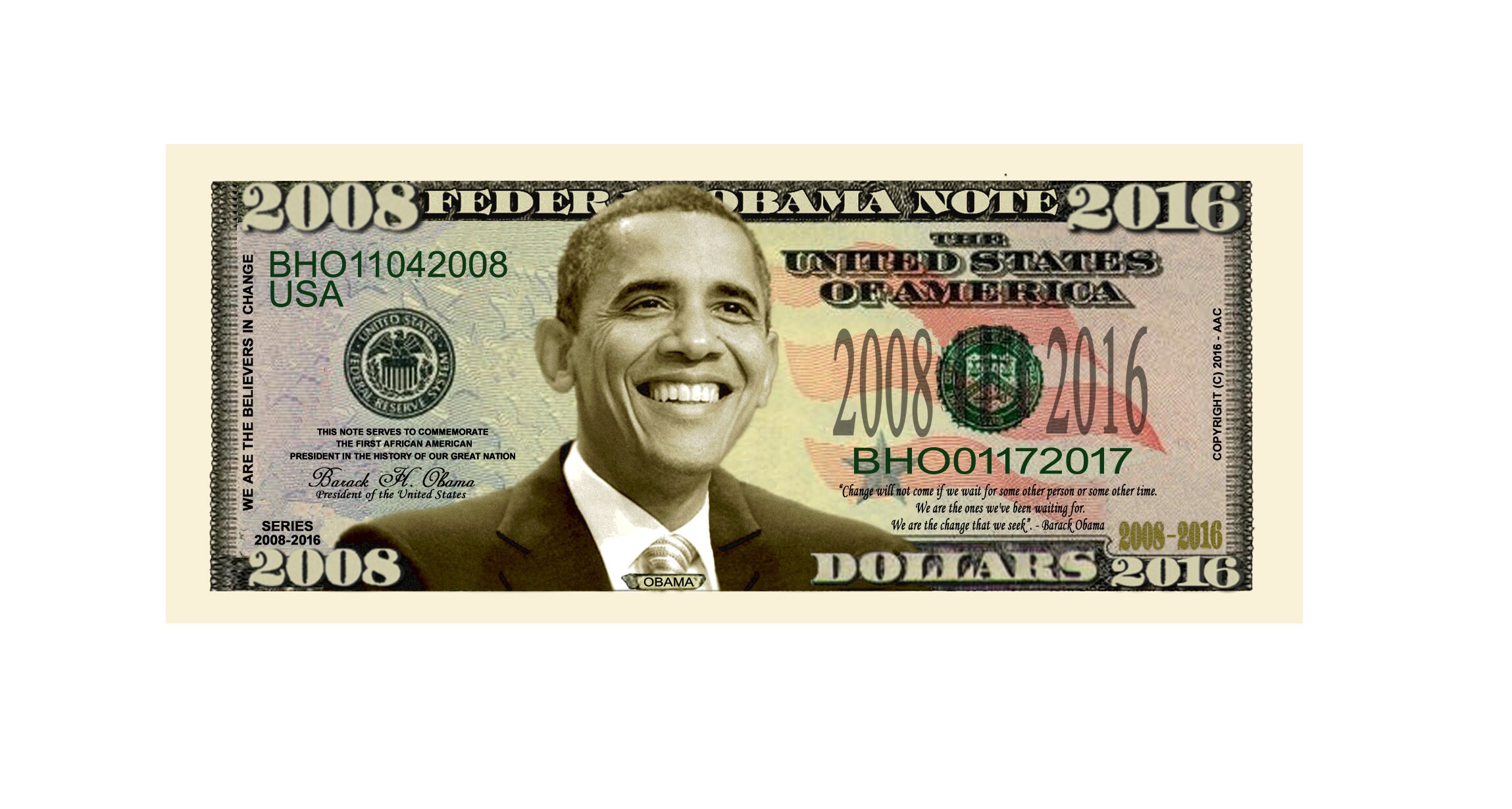 Barack Obama 2008-2016 Commemorative Dollar Bills Limited - Etsy