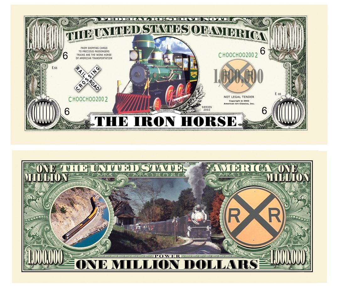Train Million Dollar Bill Best Gift for Fans of Trains and Railroads ...