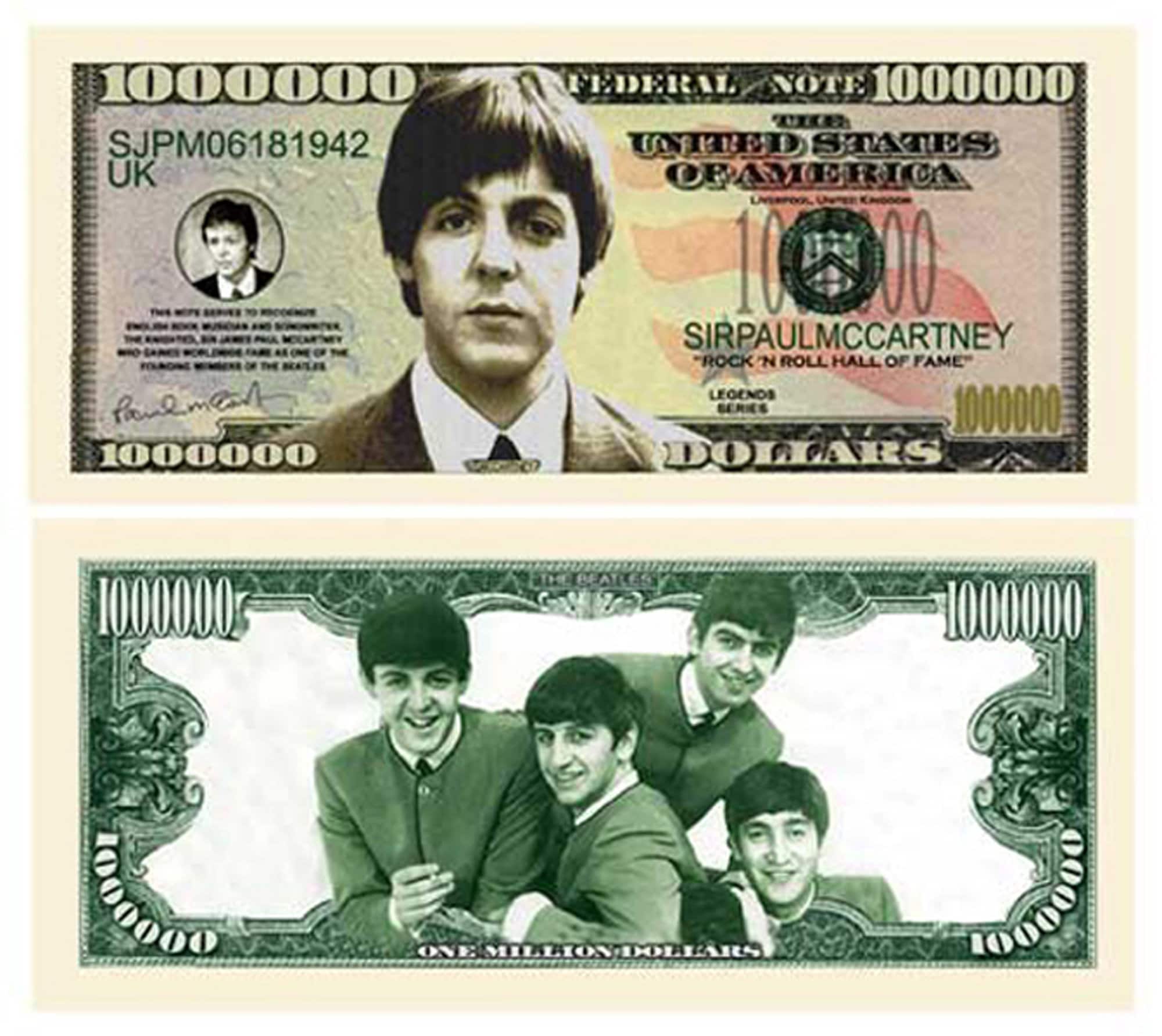 The Beatles Million Dollar Novelty Bills Complete Set of 4 - Etsy