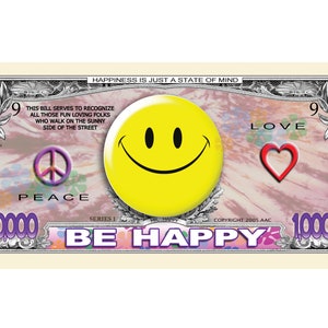 Smiley Face give Peace a Chance Million Dollar Collectible Novelty Bill ...