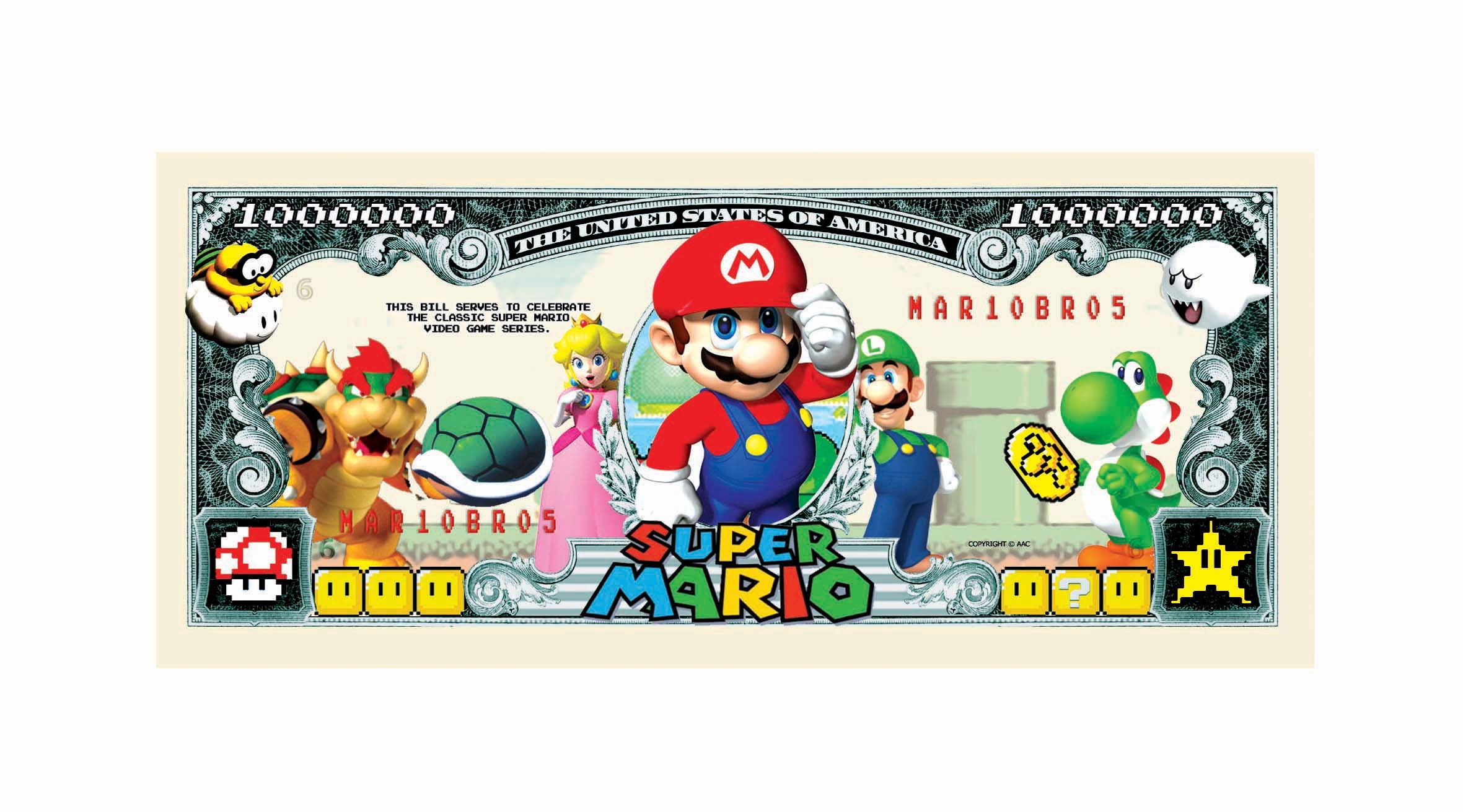 Super Mario Bros Limited Edition Commemorative Million Dollar - Etsy Canada