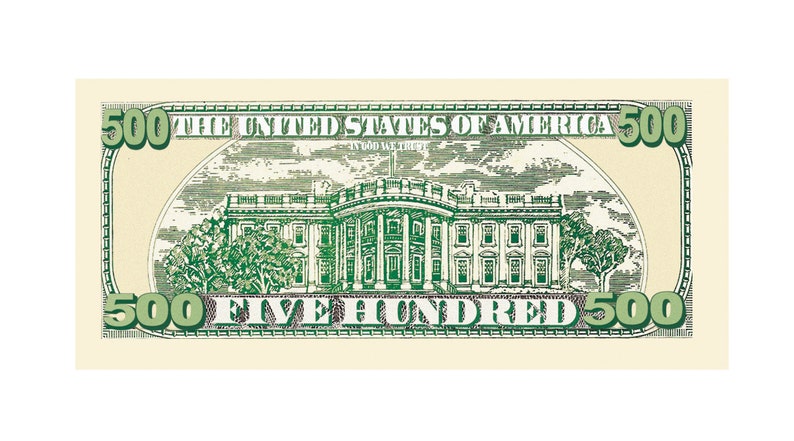 Five Hundred Dollar 500.00 Collectible Novelty Bill not Real Currency ...