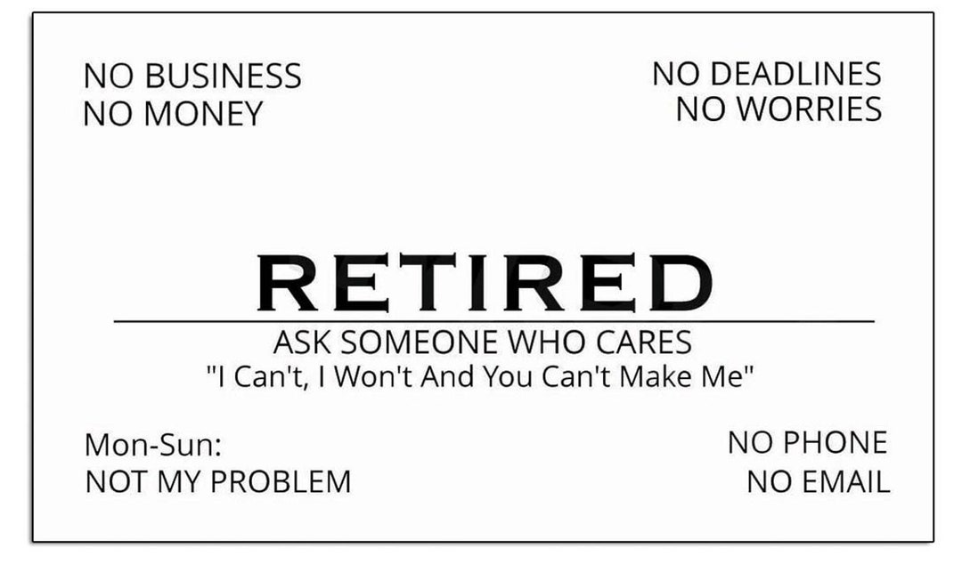 Funny Retirement Business Cards 25 Humorous Novelty Gift for the ...