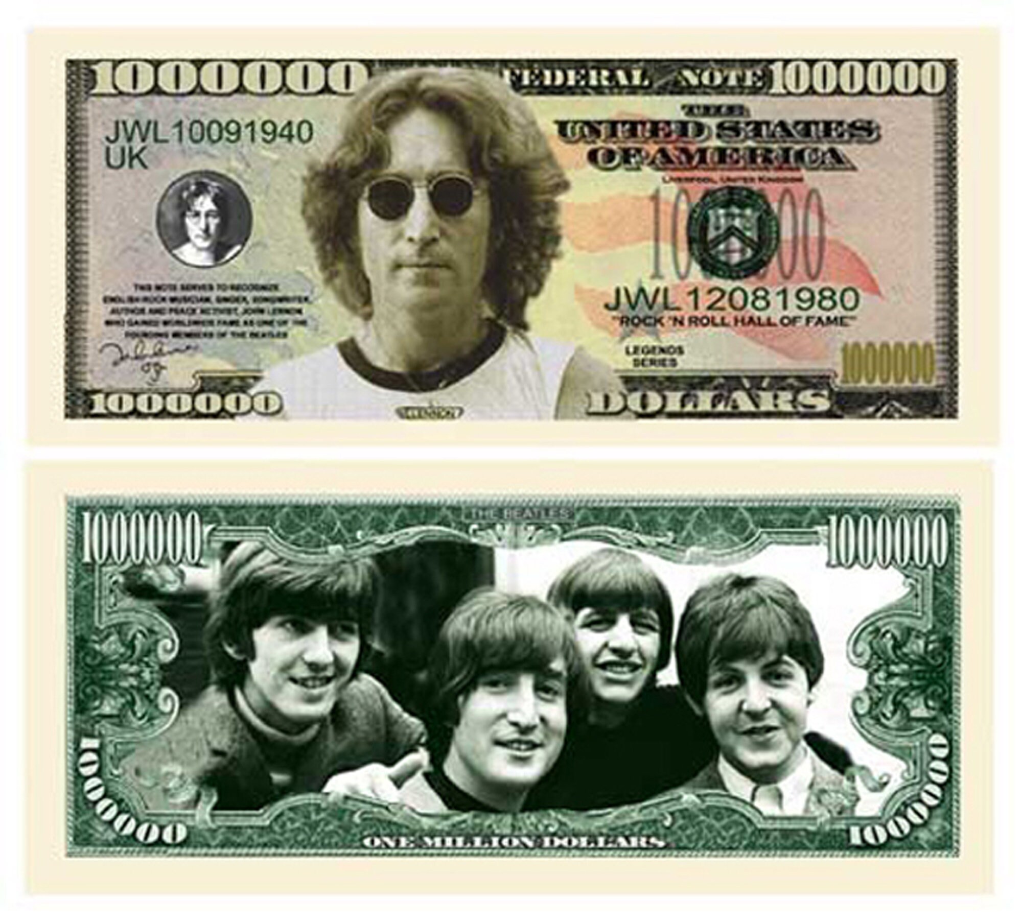 The Beatles Million Dollar Novelty Bills Complete Set of 4 - Etsy