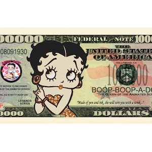 Betty Boop Million Dollar Collectible Novelty Bill not Real Currency - Etsy
