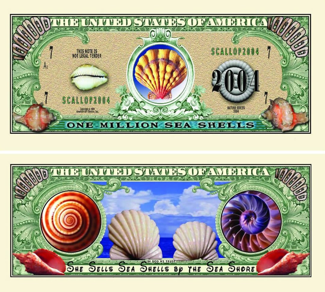 Seashells One Million Dollar Collectible Novelty Bill not - Etsy