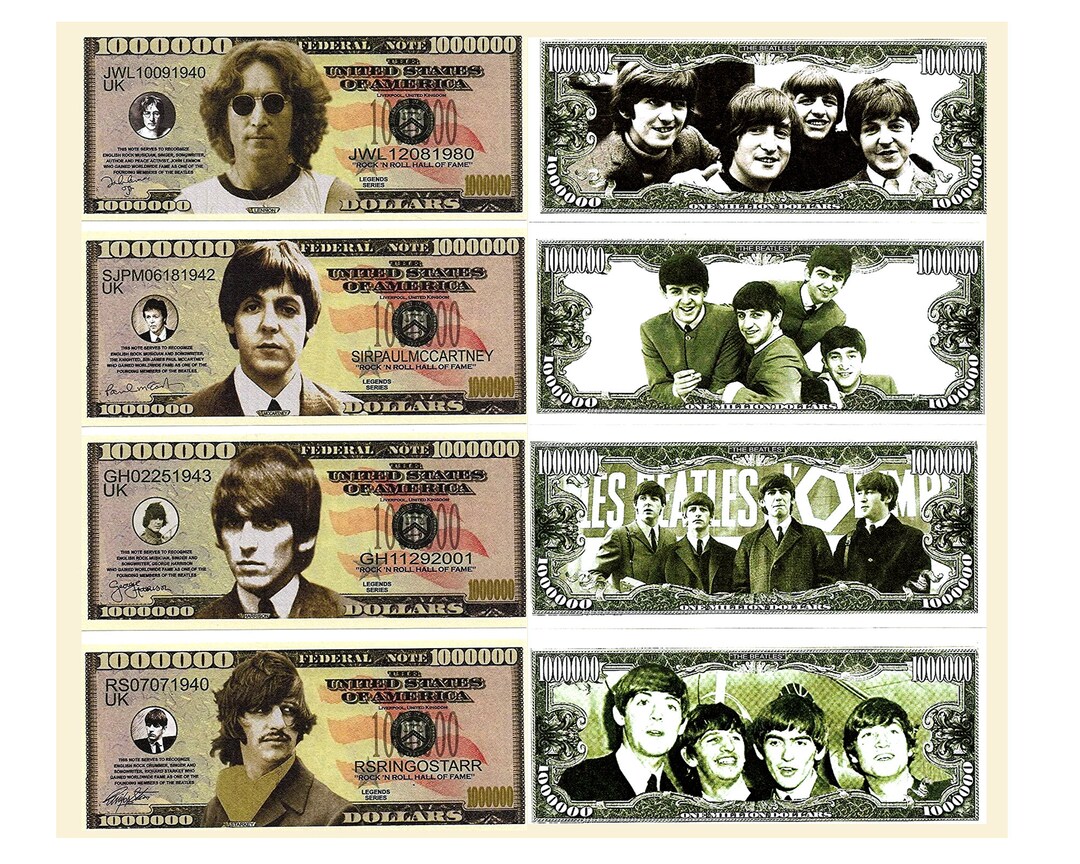 The Beatles Million Dollar Novelty Bills Complete Set of 4 - Etsy