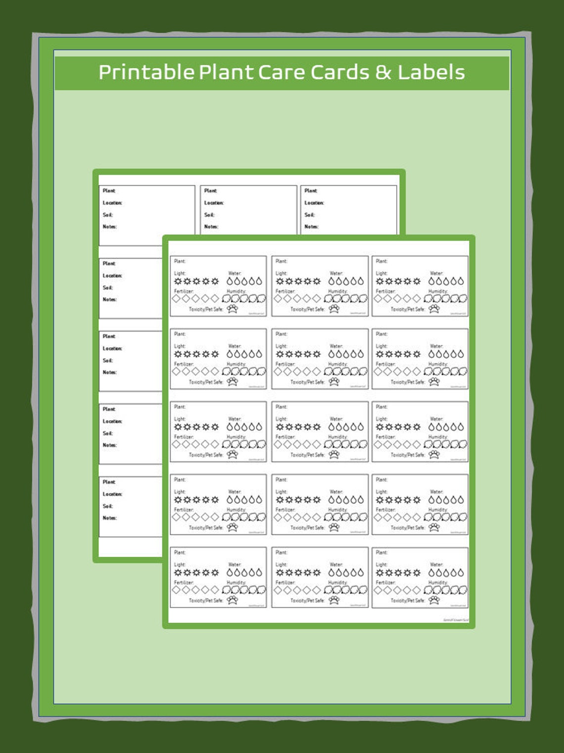 House Plant Care Cards - Tags - Labels - Printable PDF PNG - Etsy