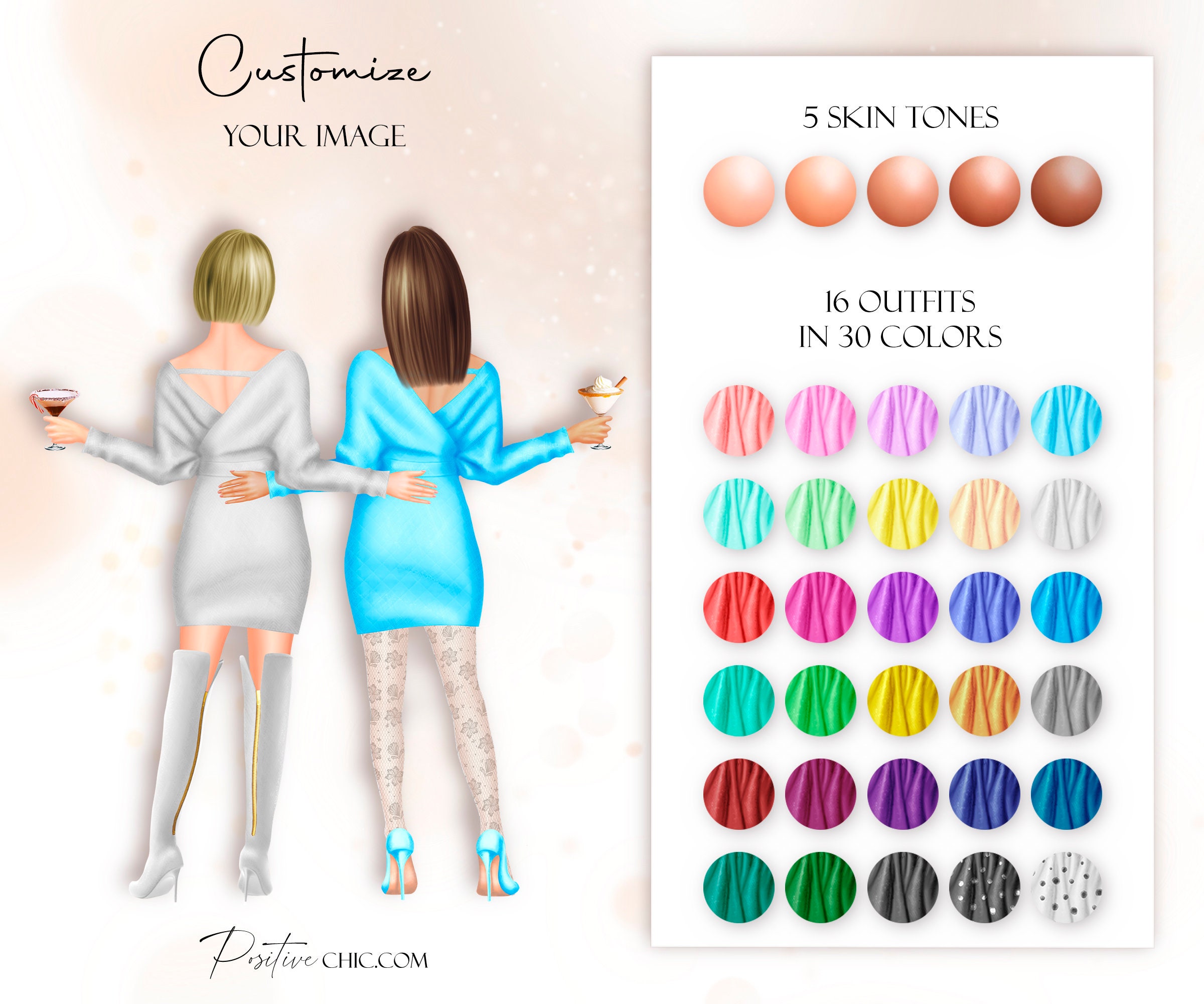 Winter Best Friend Clip Art Christmas Best Friends Portrait Winter ...