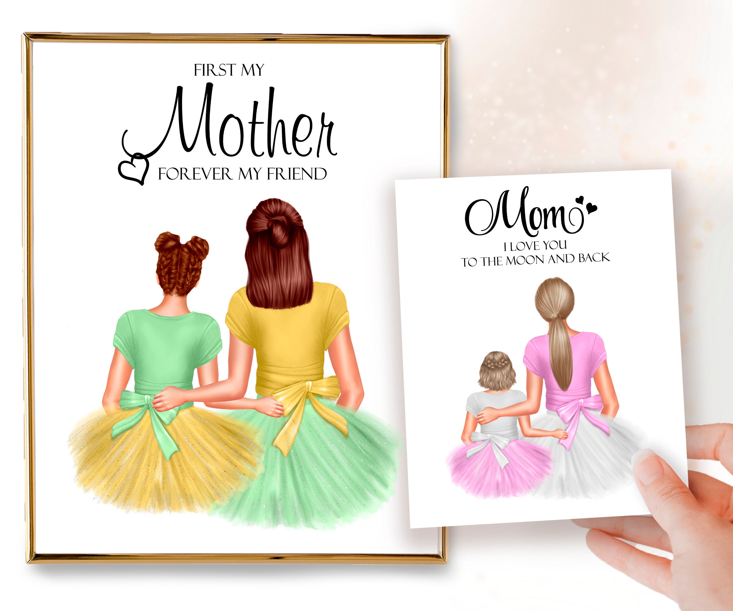 Mom and Daughters Clip Art Mothers Day Clipart DIY Family - Etsy