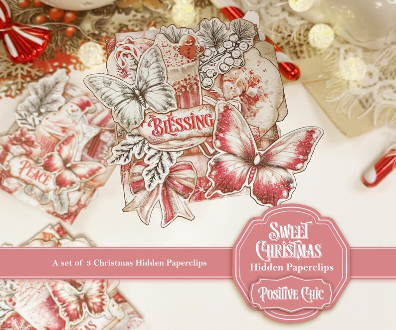SWEET CHRISTMAS Hidden Paperclips Kit Christmas Junk Journal Paper Clip ...