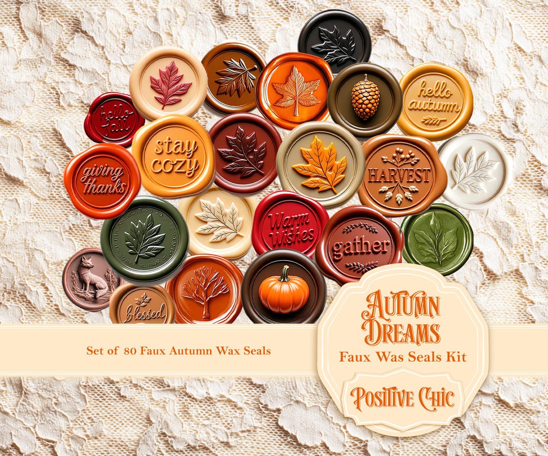 AUTUMN DREAMS Faux Wax Seals Fall Harvest Seals Junk Journal Seals ...