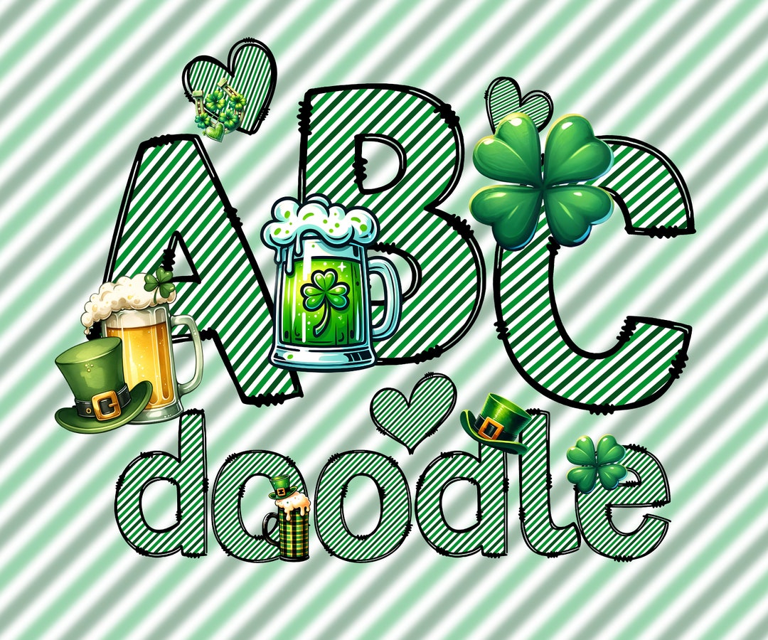 St Patrick Doodle Font PNG Doodle Alphabet Clipart Designs St Patricks ...