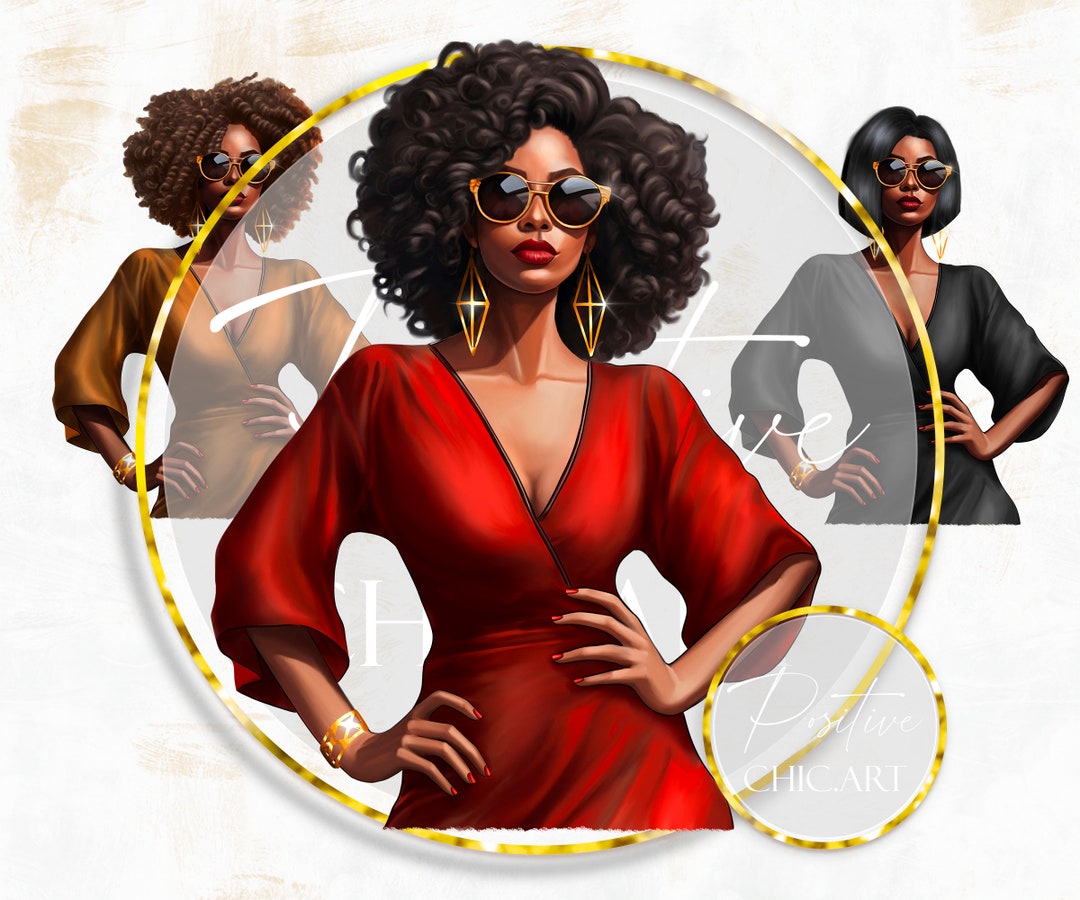 Black Woman Clipart Afro Girl Clipart Lady Boss Clipart Black - Etsy