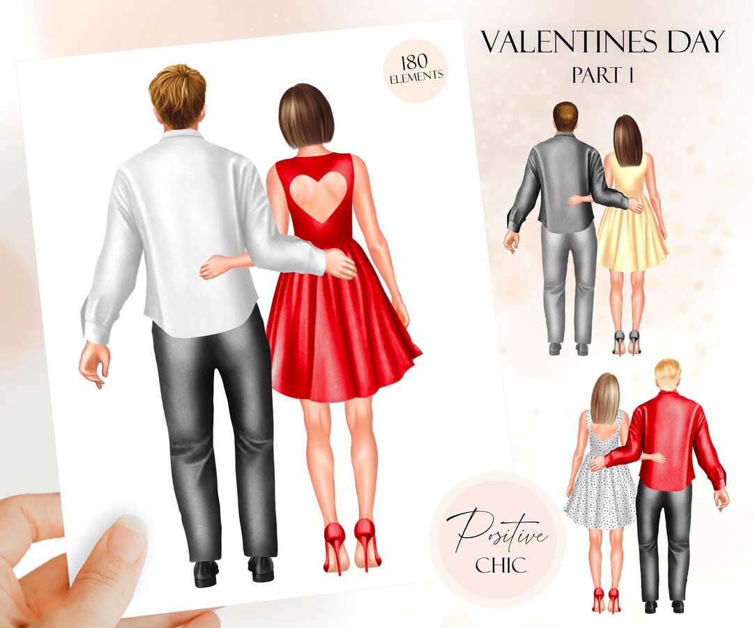 Couple Clipart Valentine's Day Clip Art Custom Couple Portrait ...