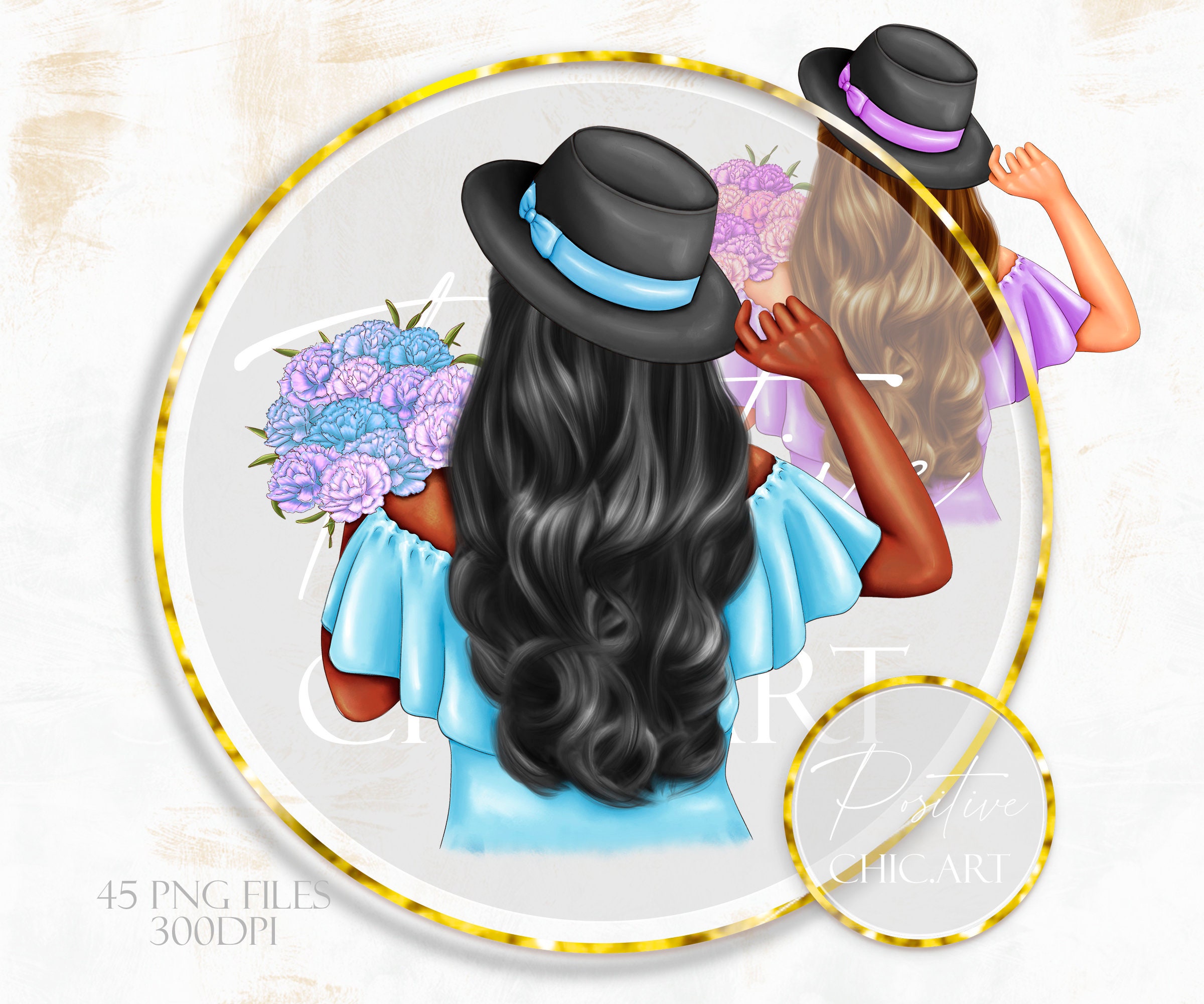 Floral Clipart Spring Flowers Illustration Planner Girl Drawing Fashion ...