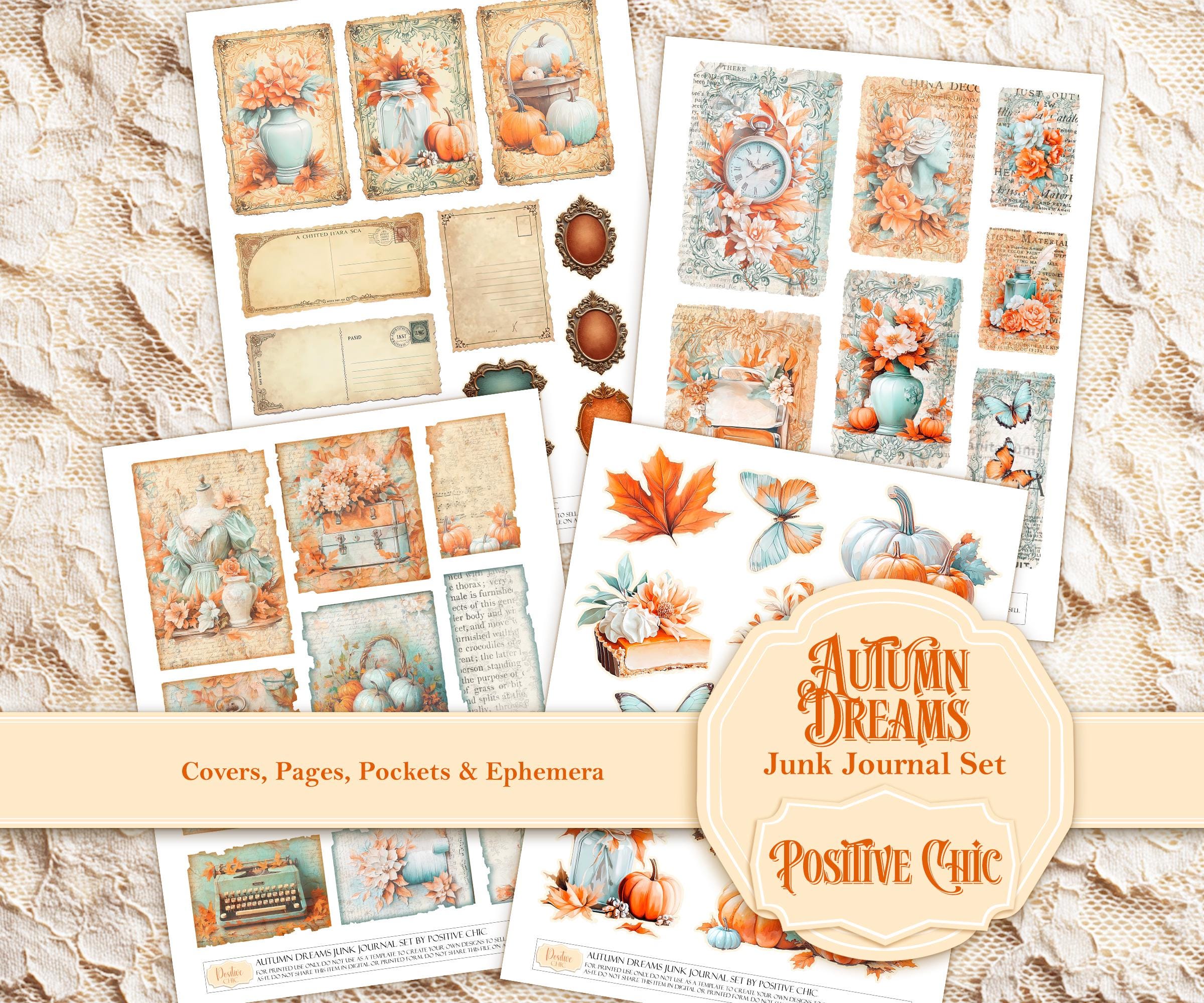 AUTUMN DREAMS Junk Journal Kit Fall Junk Journal Printables Ephemera ...