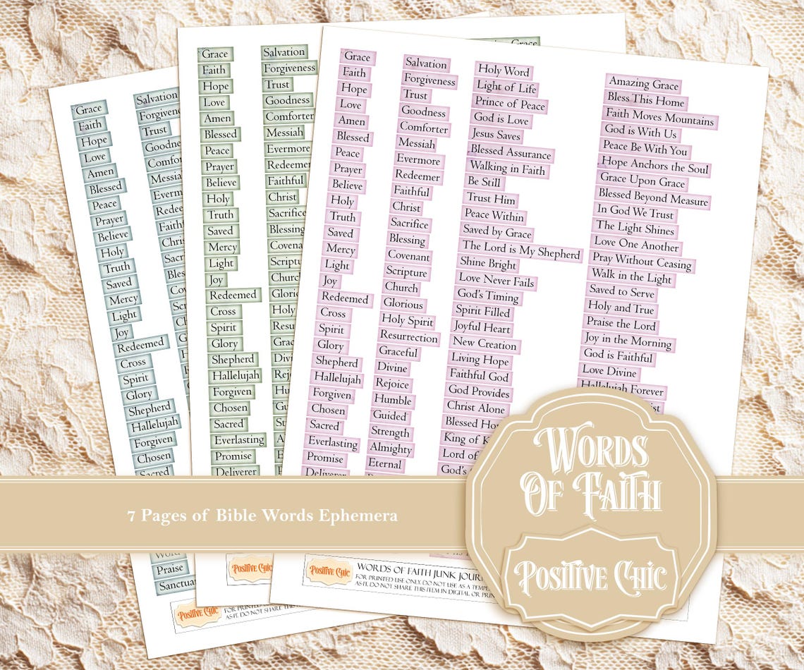Bible Words Ephemera Faith Words PNG Junk Journal Ephemera Words ...