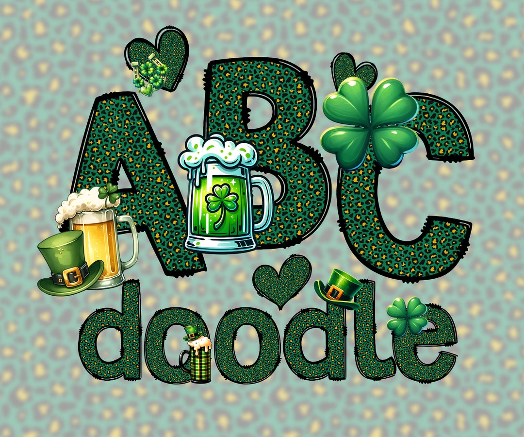 St Patrick Doodle Font PNG Doodle Alphabet Clipart Designs St Patricks ...