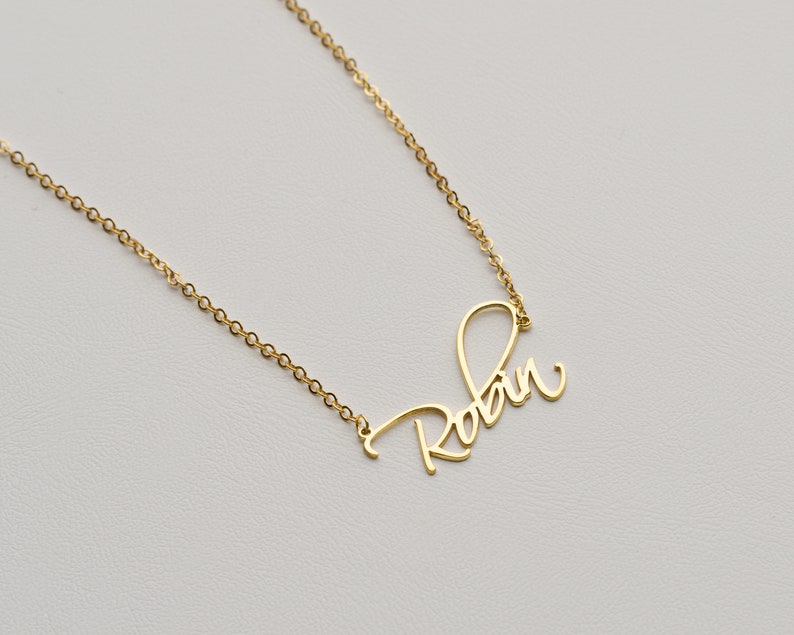 Script Font Necklace In Sterling Silver Personalized Name Etsy