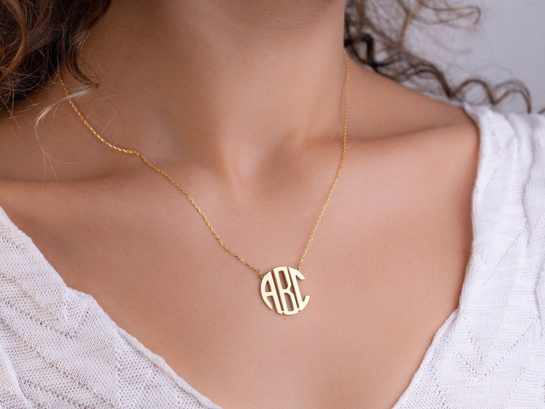 Monogram Initial Necklace, Personalized Necklace, Gold Monogram ...