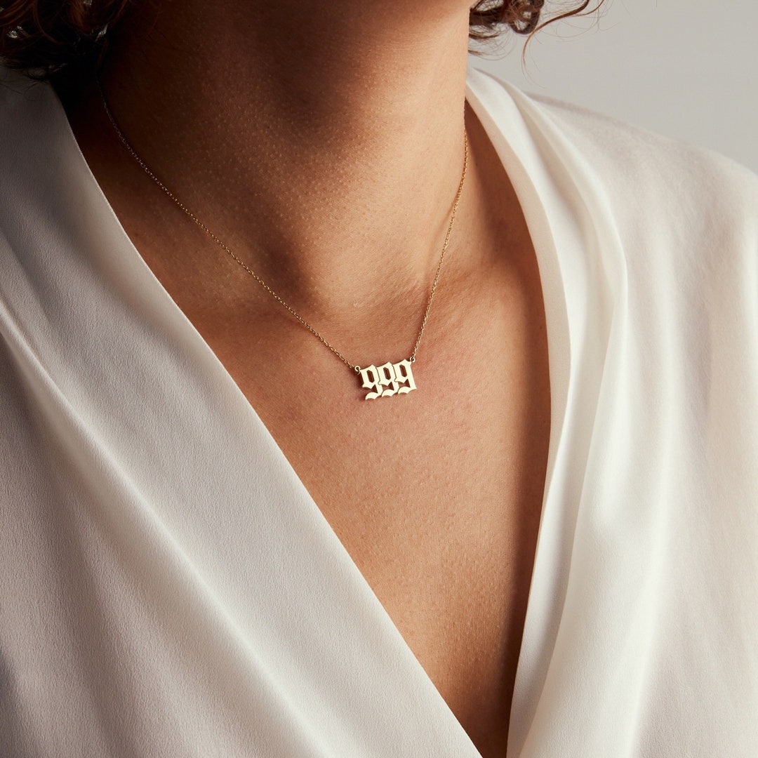 14k Solid Gold Angel Number Necklace: Personalized Jewelry Gift - Etsy