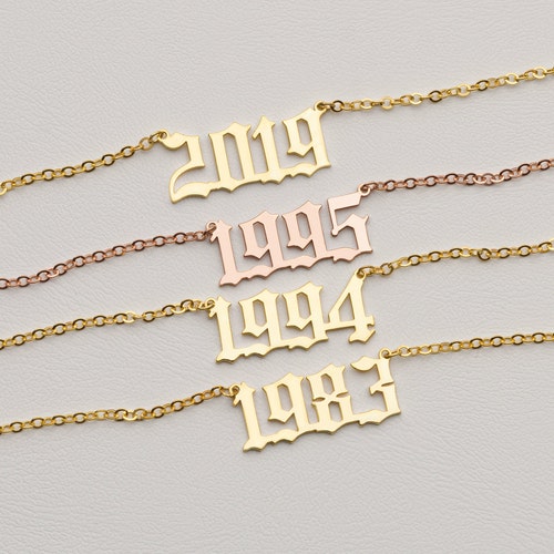 Year Necklace Birth Year Necklace Custom Date Necklace Name - Etsy