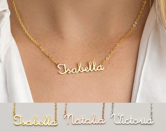 Personalized Sterling Silver Name Necklace Custom Dainty Nameplate Necklace Personalized Jewelry Gift For Mom Mothers Day Gift Etsy Italia