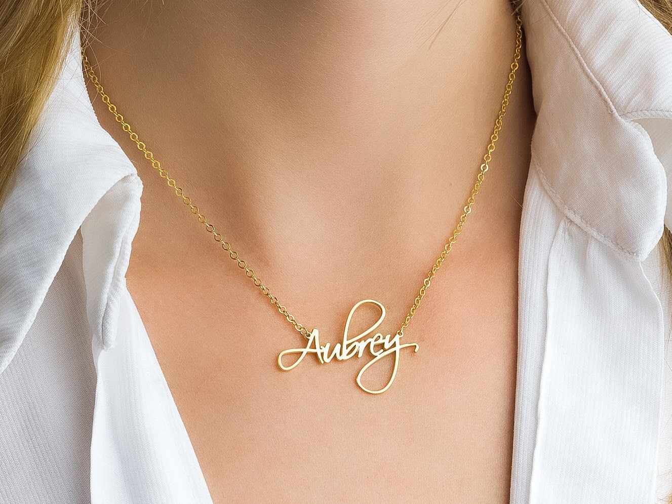 Script Font Necklace in Sterling Silver Personalized Name - Etsy