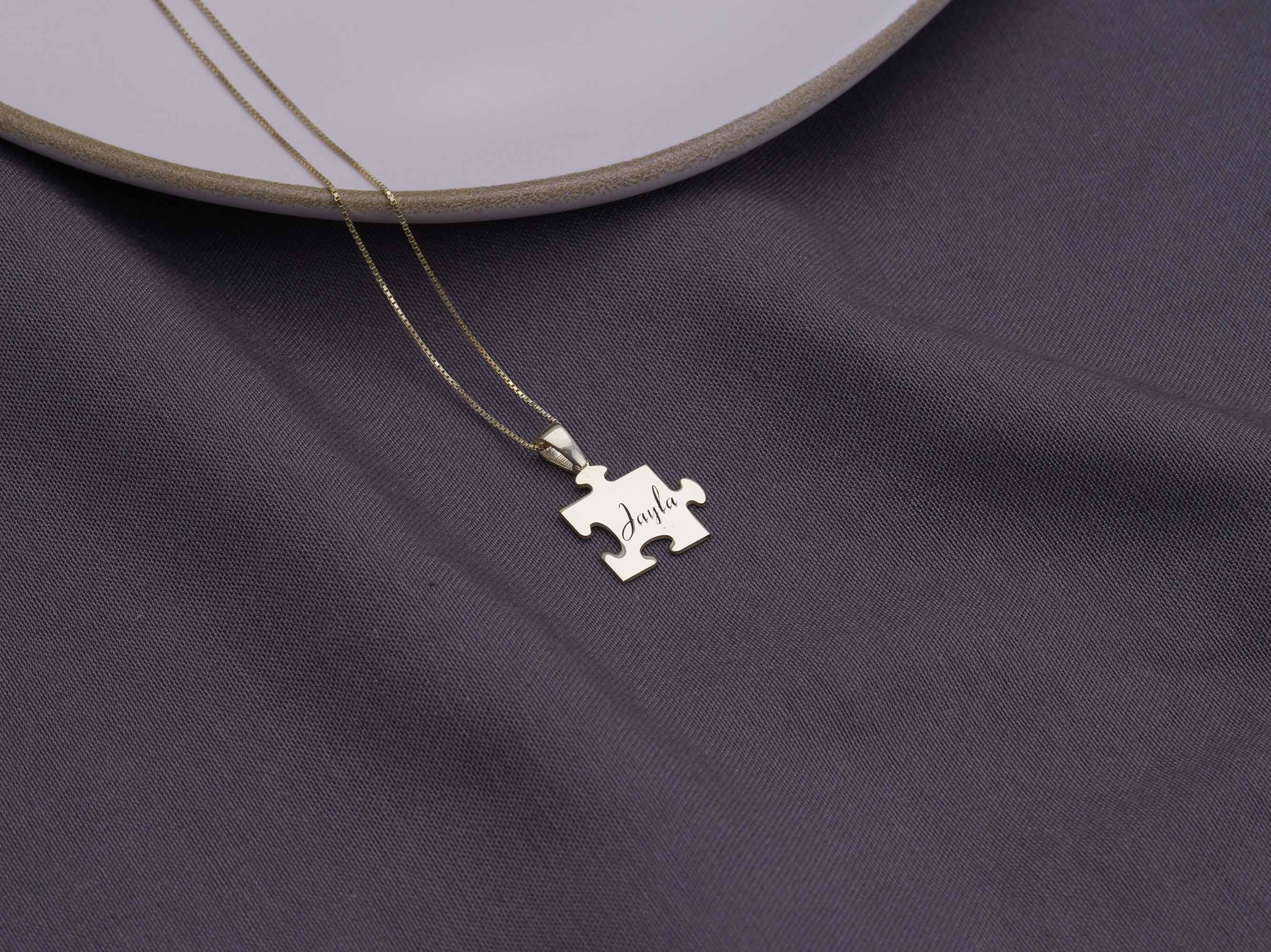 Personalized Puzzle Piece Necklace: Engraved Name Jewelry Gift - Etsy