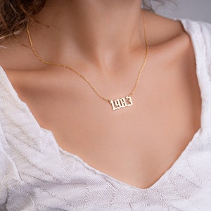 Year Necklace, Birth Year Necklace, Custom Date Necklace, Personalized ...