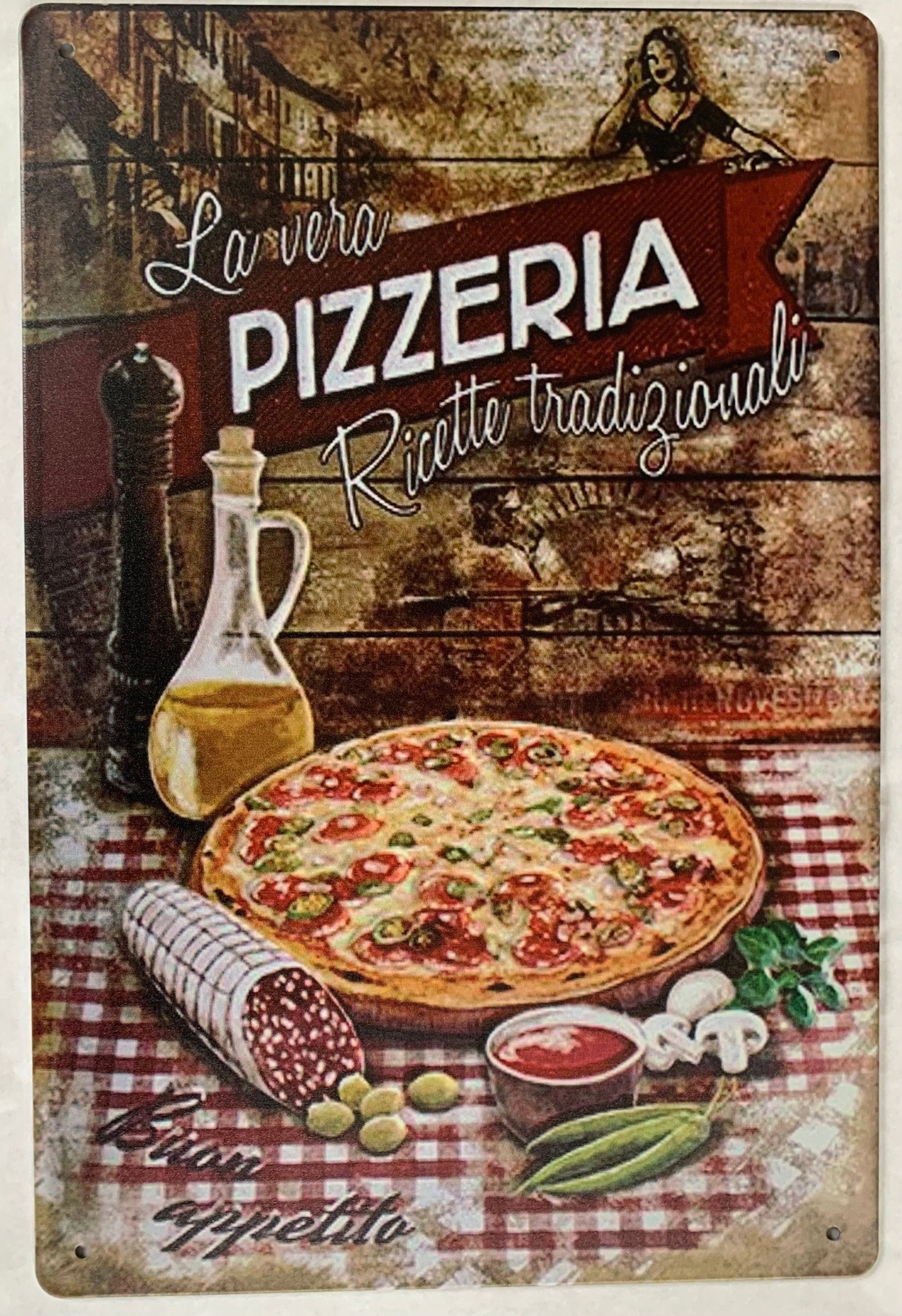 Pizza Rustic Sign, Metal Sign Retro Kitchen, Pizza oven, Man cave Home ...